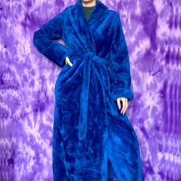 Jackets & Coats | Vtg 8s Blue Furry Robe Which Can Be Worn As A Coat ...